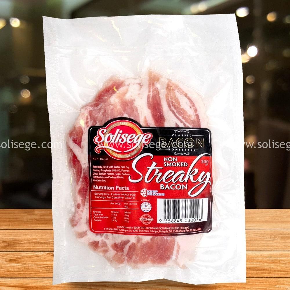 Non-Smoked Streaky Bacon 300gm – Solisege